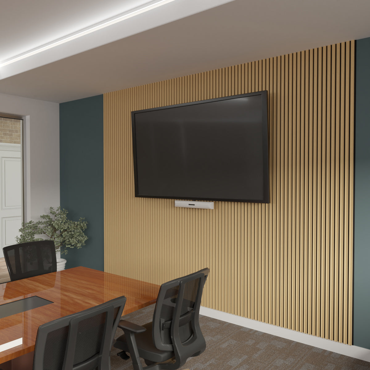 Acoustic Slat Wood Wall Panel, Concave Slats | Ethan's Walls