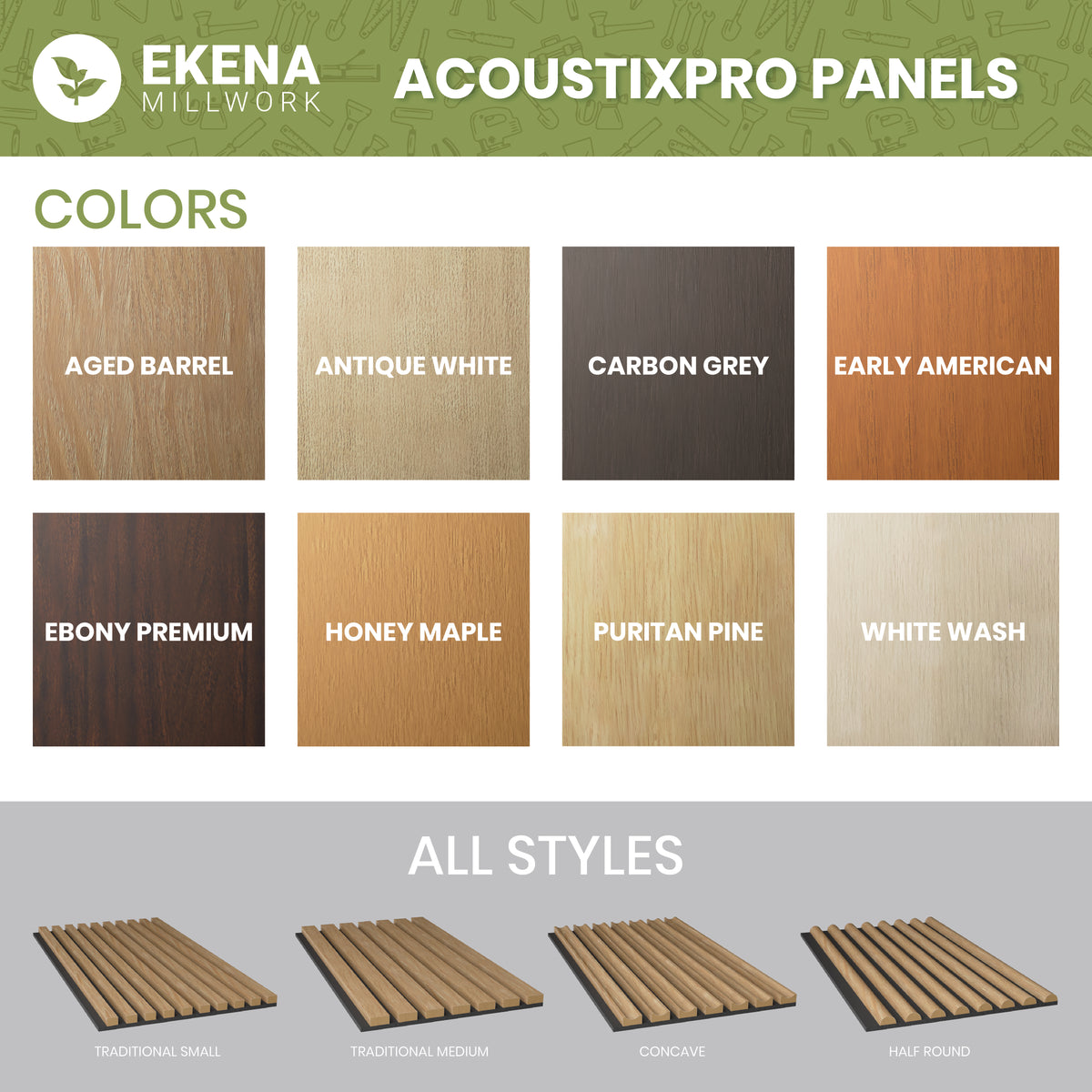 Acoustic Slat Wood Wall Panel, Concave Slats | Ethan's Walls
